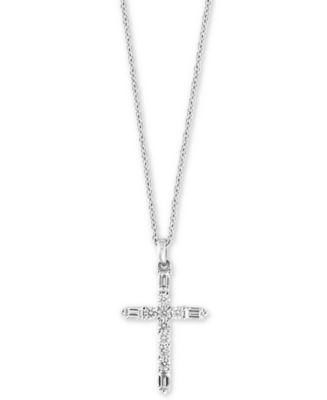 EFFY® Diamond Cross 18" Pendant Necklace (1/4 ct. t.w.) in 14k White ...