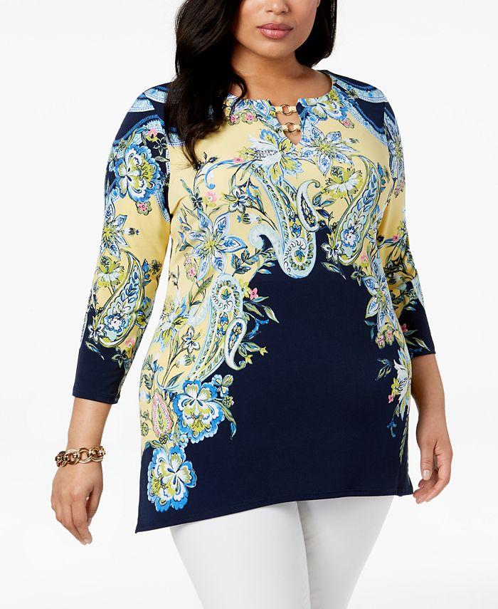 JM Collection Plus Size Printed Tunic Top, Created for Macy's - Macy's