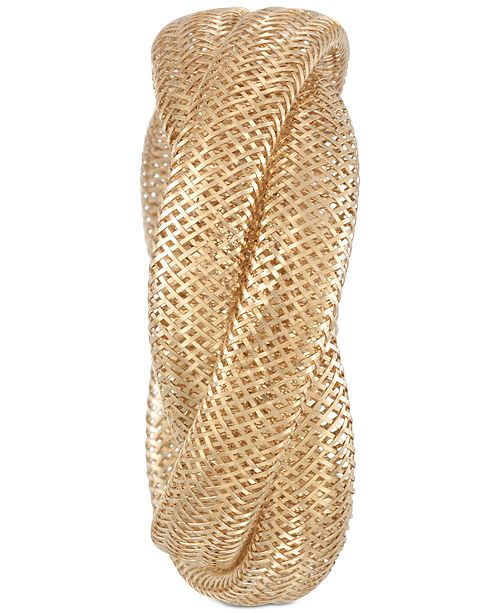 Italian Gold Openwork Braided Mesh Stretch Ring in 14k Gold, Made in ...