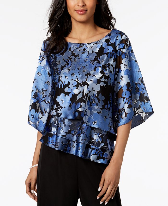 Alex Evenings Jacquard Tiered-Hem Blouse - Macy's