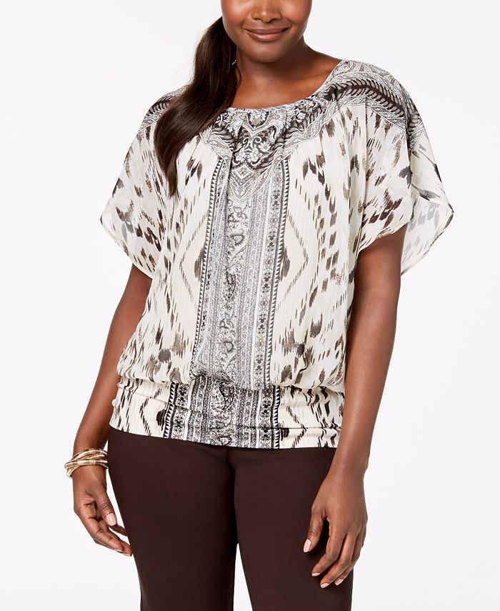 JM Collection Flutter-Sleeve Banded Hem Top, Created for Macy's - Macy's