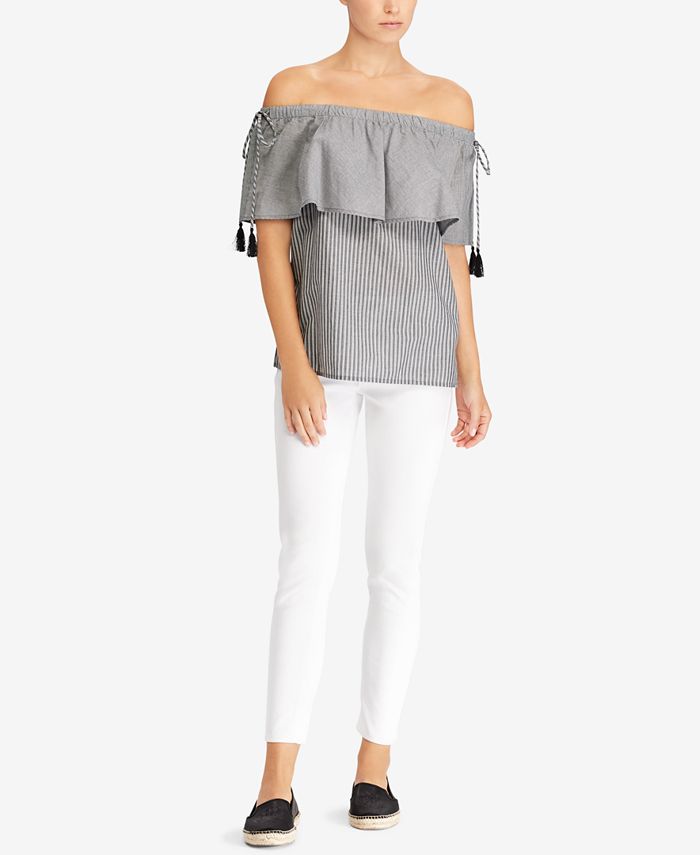 Lauren Ralph Lauren Ruffled-Overlay Cotton Top - Macy's