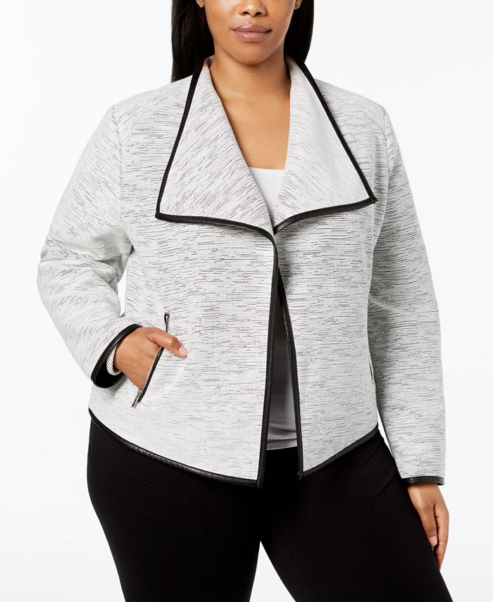 Calvin Klein Plus Size Line-Detail Flyaway Jacket - Macy's