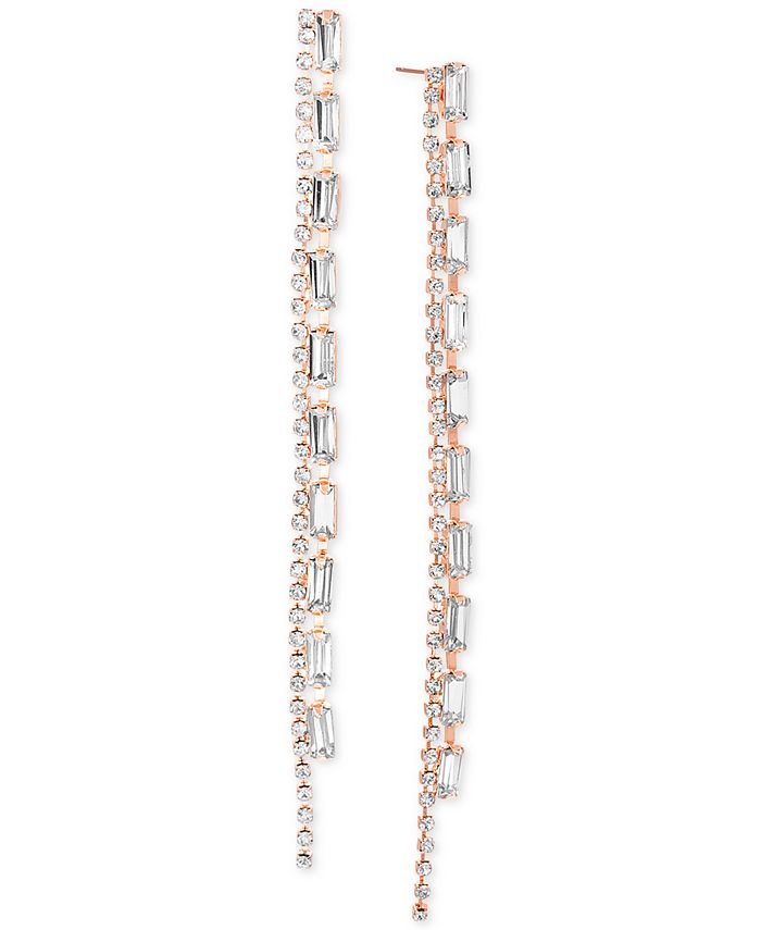 Steve Madden Crystal Double-Row Linear Drop Earrings - Macy's