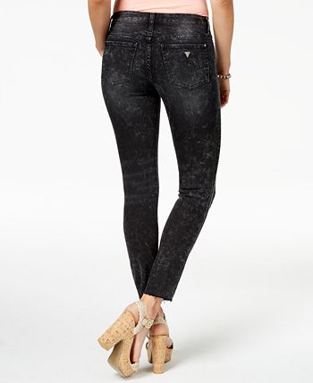 GUESS Rhinestone-Embellished Ripped Skinny Jeans - Macy's