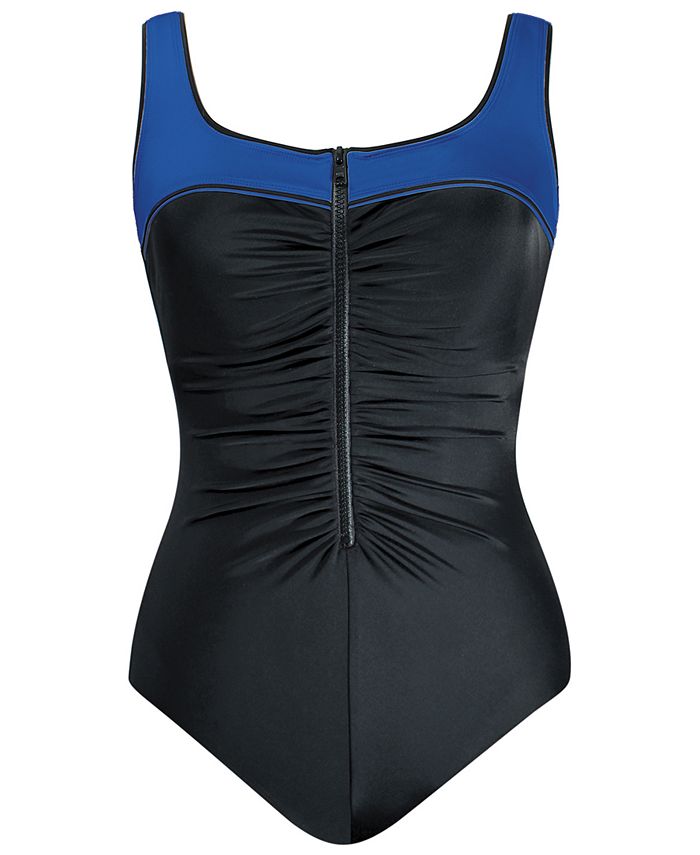 Reebok Zip-Tide Tummy-Control One-Piece Swimsuit - Macy's