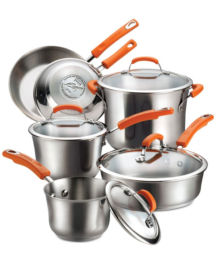 Rachael Ray Classic Brights Stainless Steel 10 Pc Cookware Set Macys