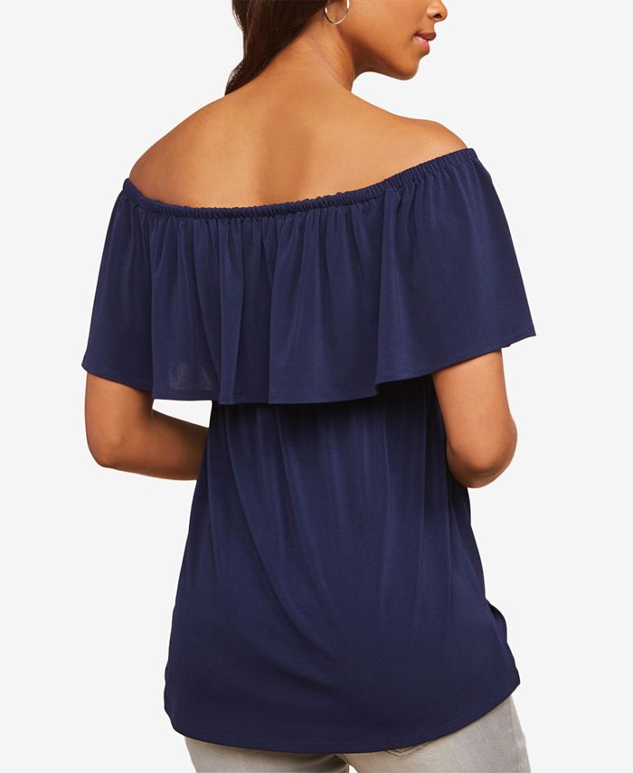 Motherhood Maternity Ruffled Off-The-Shoulder Blouse - Macy's