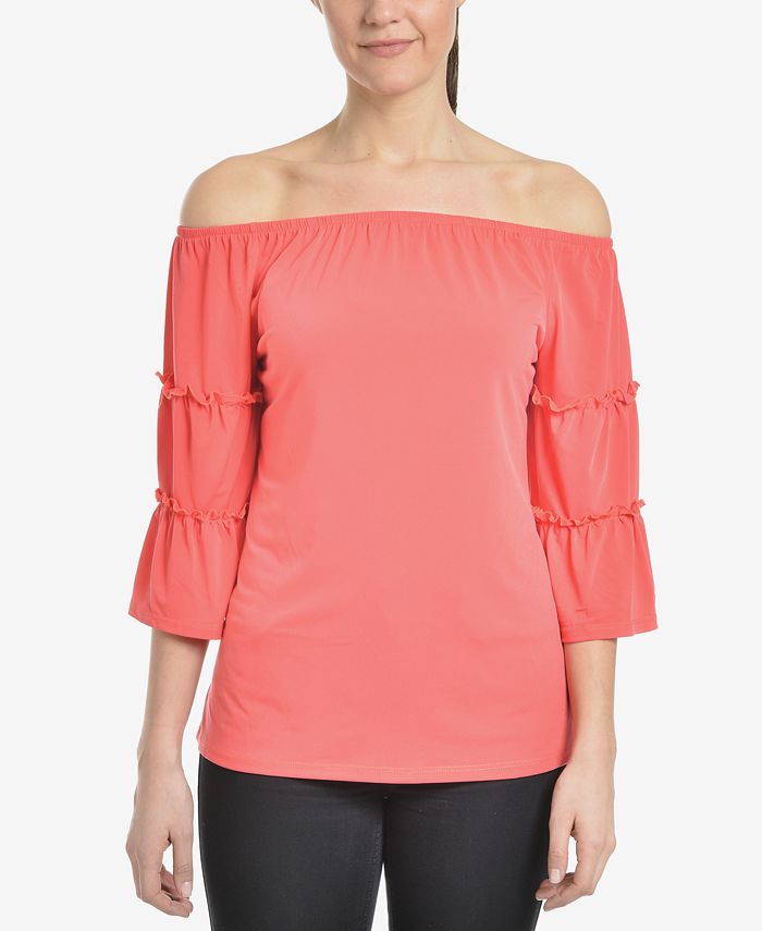 NY Collection Off-The-Shoulder Ruffle-Sleeve Top - Macy's