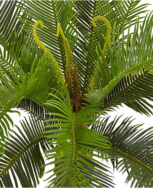 Nearly Natural 3' Cycas Artificial Tree in White Tower Planter ...