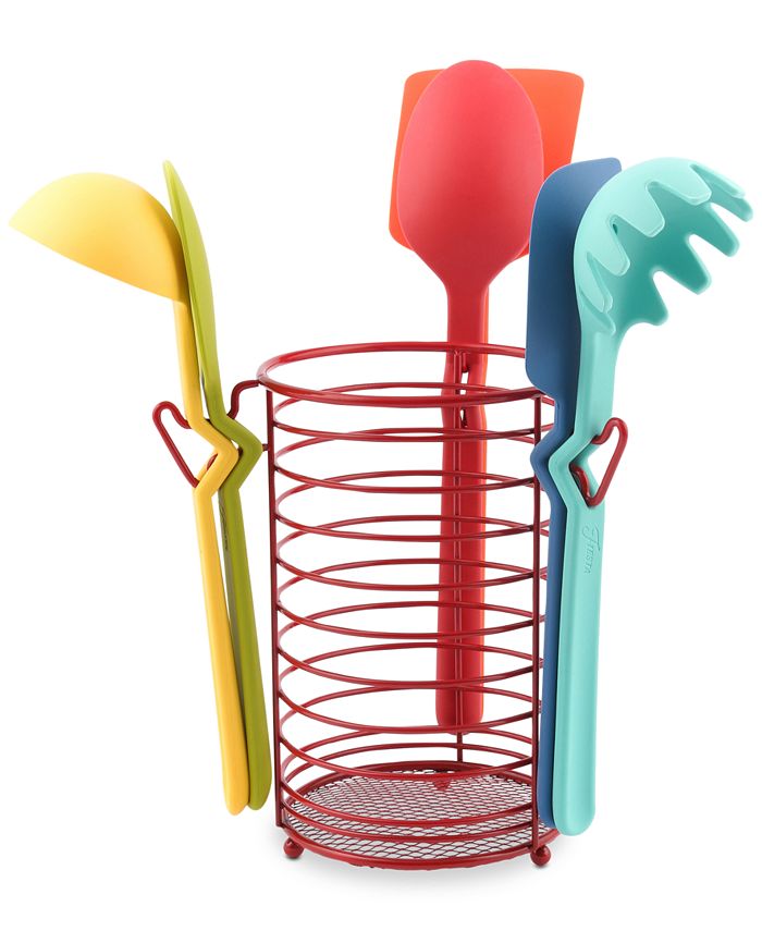 Fiesta 7-Pc. Silicone Utensil Set with Scarlet Caddy - Macy's