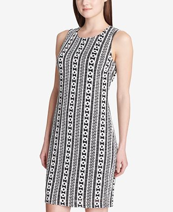 Calvin Klein Sleeveless Jacquard Sheath Dress - Macy's