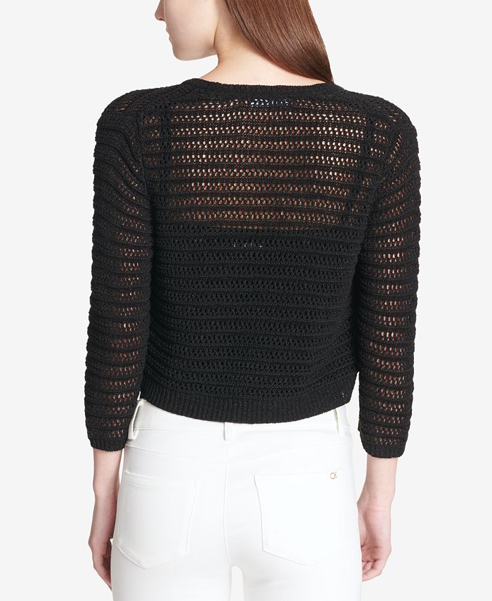 Calvin Klein Open-Front Cropped Knit Cardigan - Macy's