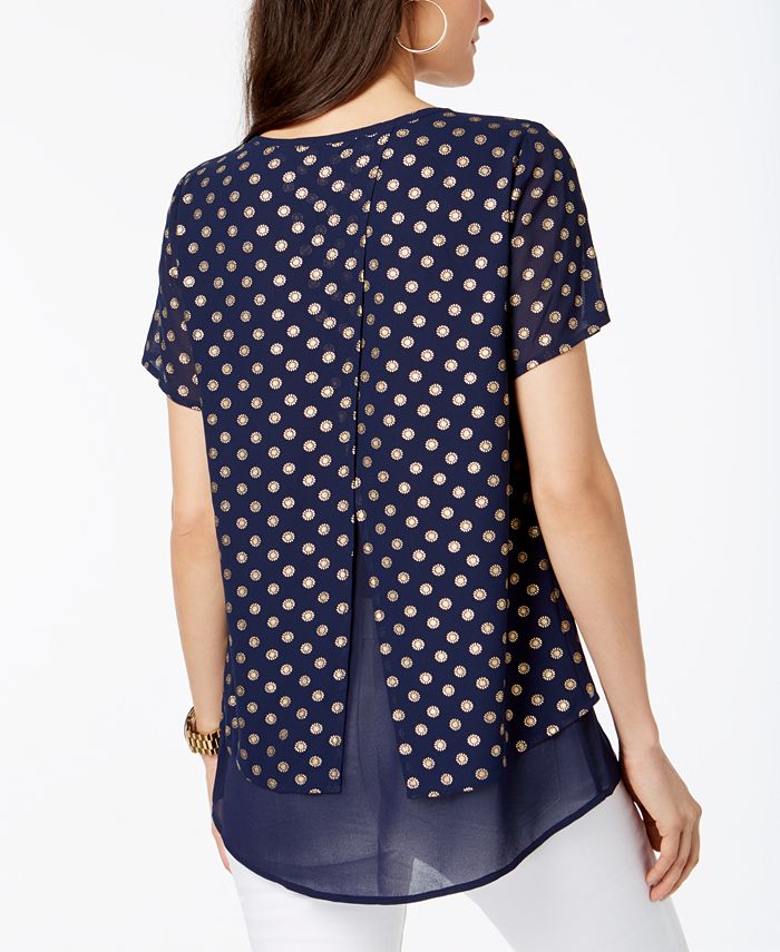 Michael Kors Metallic Split-Back Top - Macy's