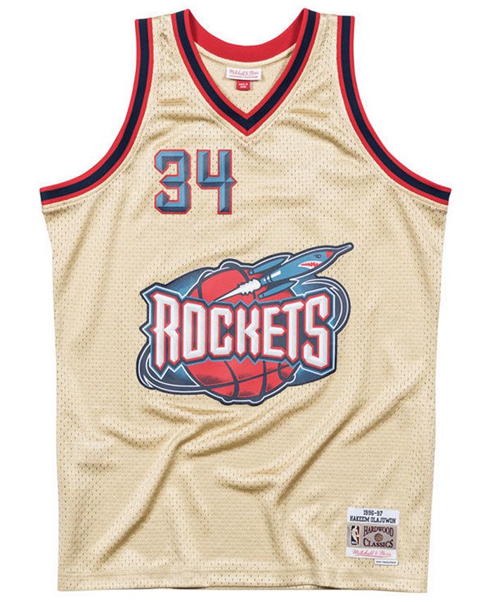 Mitchell & Ness Men's Hakeem Olajuwon Houston Rockets Gold Collection ...