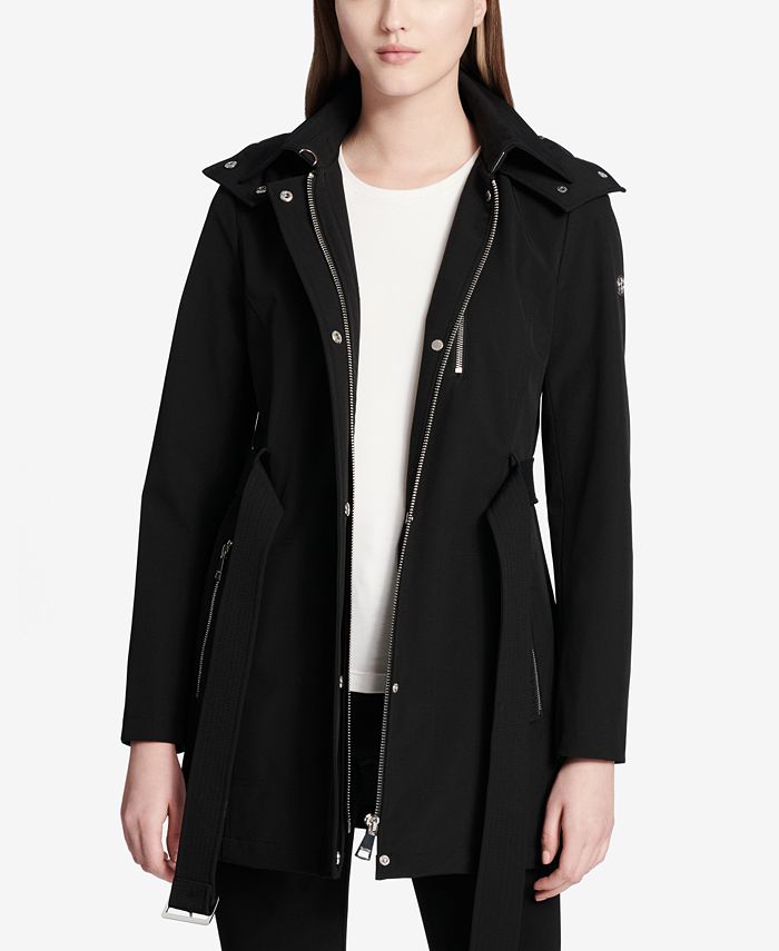 Calvin Klein Hooded Belted Trench Coat - Macy's