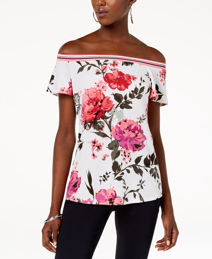 INC International Concepts I.N.C. Printed Off-The-Shoulder Top, Created ...