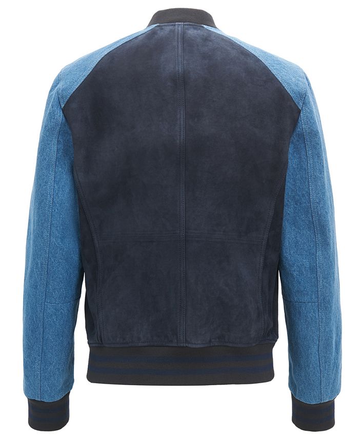 Hugo Boss Men's Slim-Fit Varsity Leather Jacket - Macy's