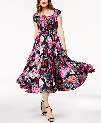 INC International Concepts I.N.C. Printed Smocked Dress, Created for ...