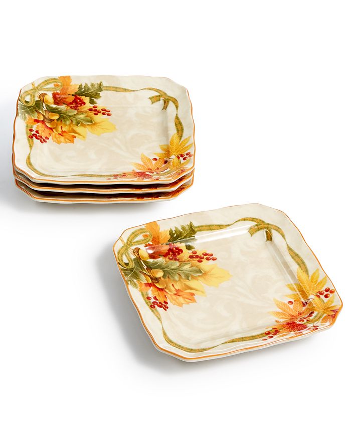 222 Fifth Autumn Celebration Harvest Appetizer Plates, Set of 4 - Macy's