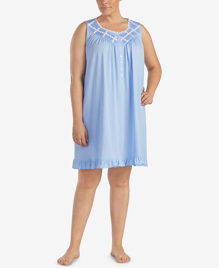 Eileen West Plus Size Pintucked Short Nightgown Macys