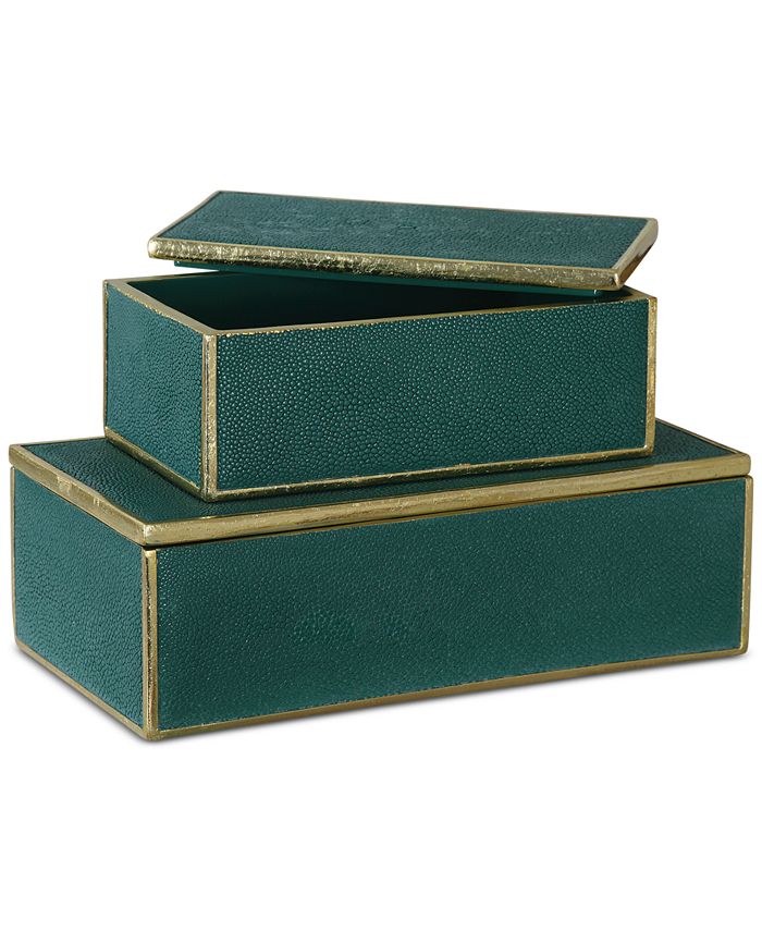 Uttermost Set of 2 Karis Emerald Green Boxes - Macy's