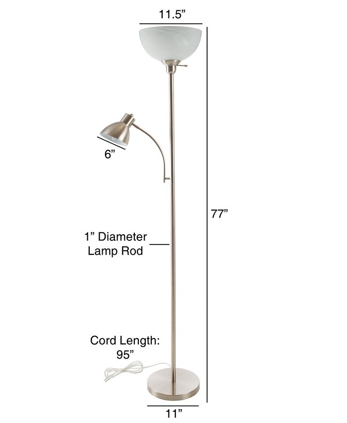 Lavish Home Satin Nickel LED Torchiere with Reading Light - Macy's