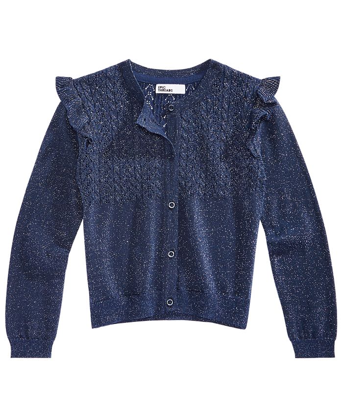 Epic Threads Toddler Girls Ruffle-Trim Metallic Cardigan, Created for ...