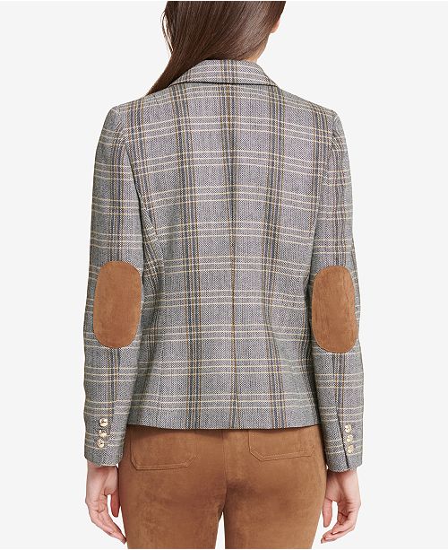 Tommy Hilfiger One-Button Plaid Elbow-Patches Jacket - Jackets - Women ...