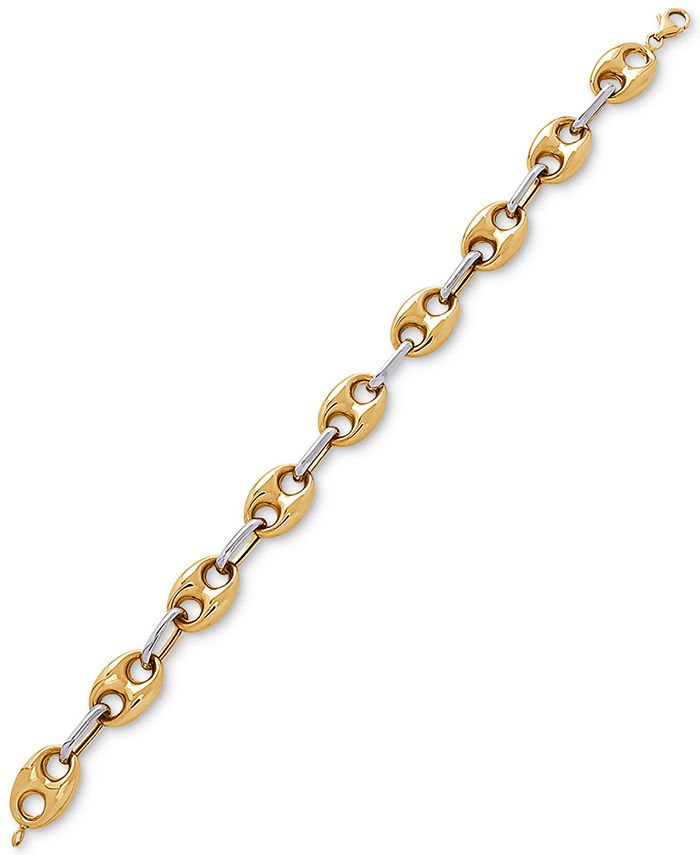 Italian Gold Two-Tone Mariner Link Chain Bracelet in 14k Gold & White ...