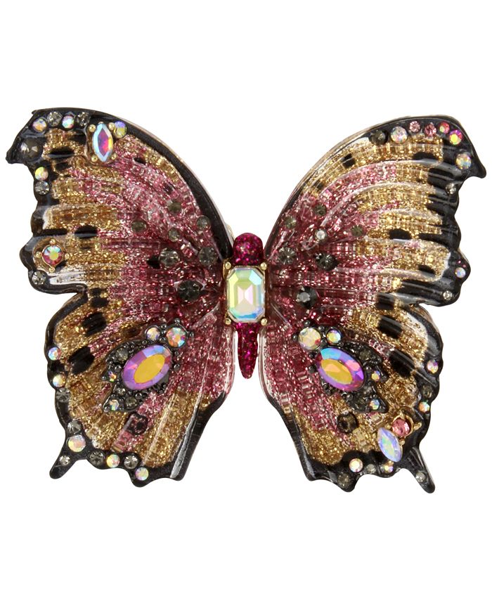 Betsey Johnson Gold-Tone Multi-Stone Butterfly Statement Ring - Macy's
