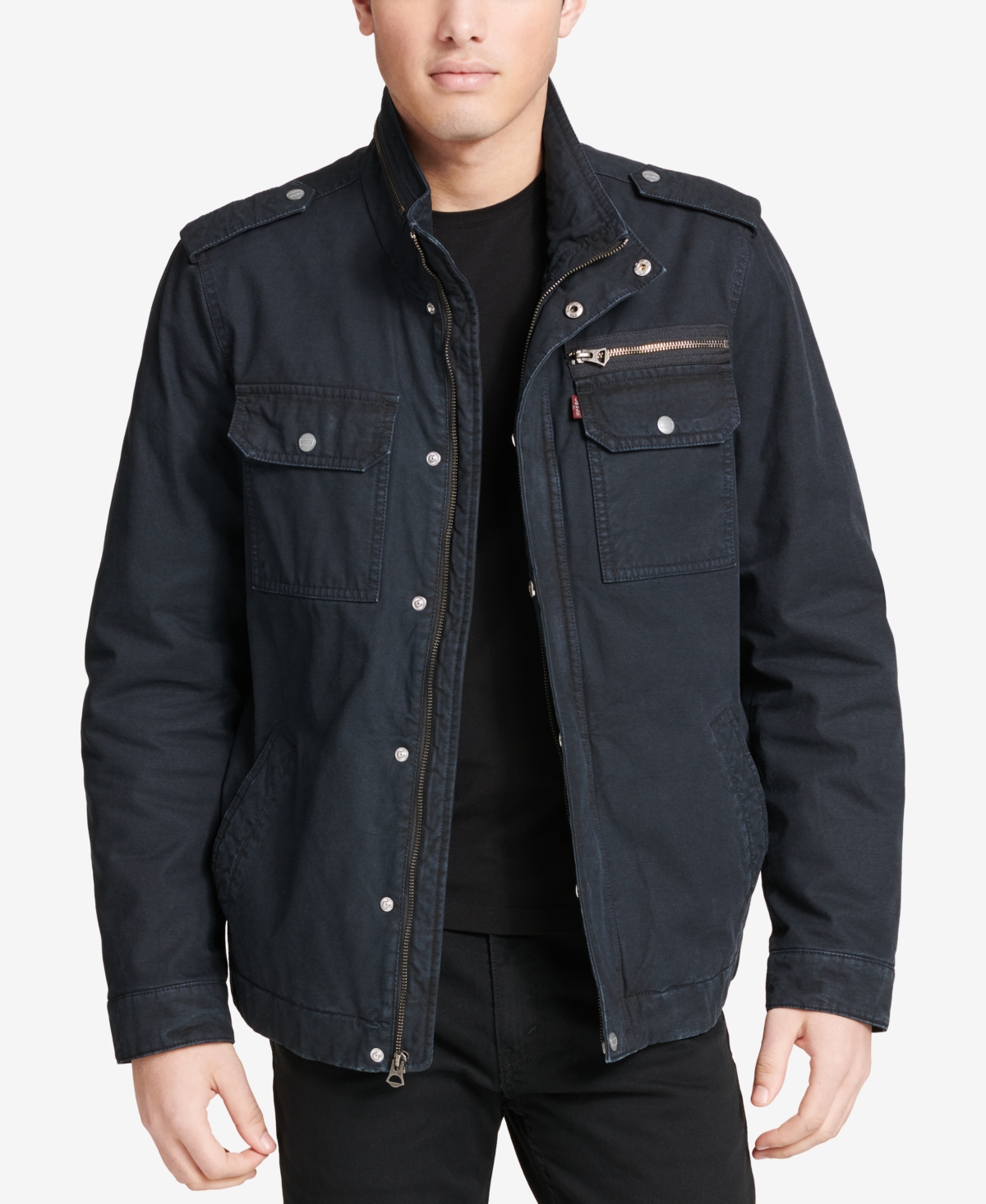 Click here for Levis Mens Cotton Zip-Front Jacket - Navy prices
