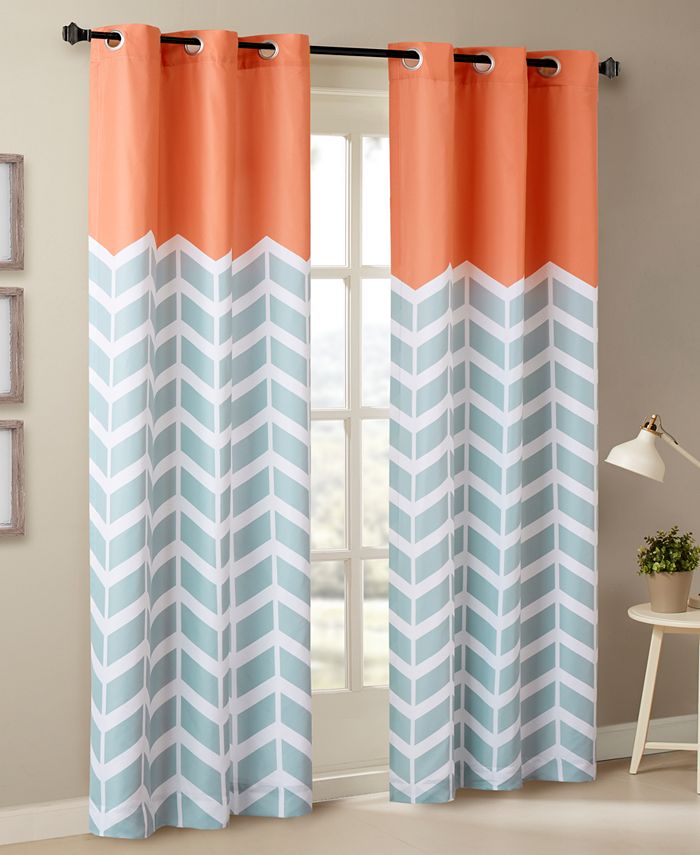 Intelligent Design Alex Colorblocked Chevron-Print 42" x 84" Grommet ...