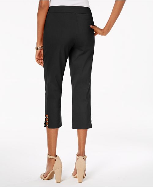 Jm Collection Pull On Lattice Inset Capri Pants Created For Macys
