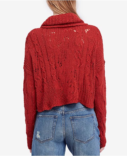 Free People Cropped Open-Knit Sweater - Sweaters - Women - Macy's