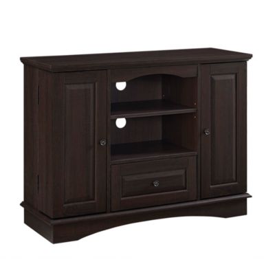 42" 3-Door Traditional Highboy Wood TV Stand Media Console - Espresso ...