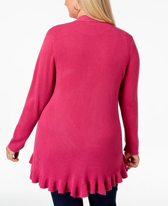 Karen Scott Plus Size Ruffled-Hem Cardigan Sweater, Created for Macy's ...