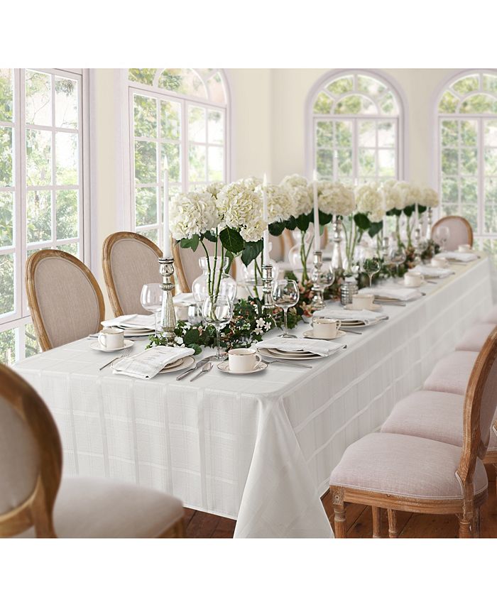 Elrene Elegance Plaid White 60" x 144" Tablecloth - Macy's