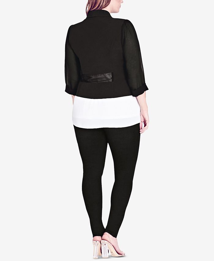 City Chic Trendy Plus Size Chiffon-Sleeve Blazer - Macy's