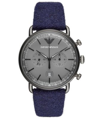 Emporio Armani Men's Chronograph Blue Fabric Felt Strap Watch 43mm - Macy's