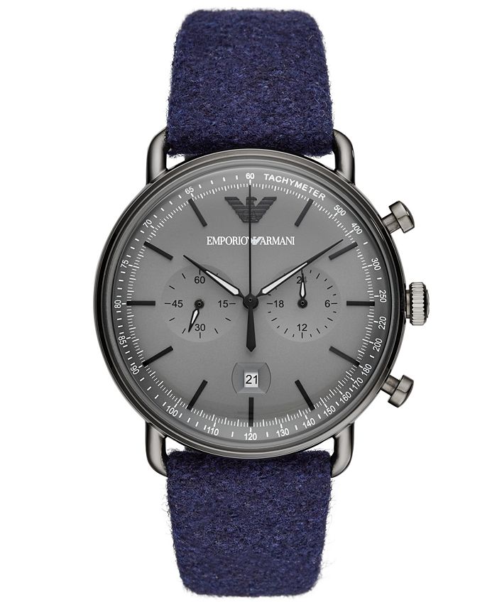Emporio Armani Men's Chronograph Blue Fabric Felt Strap Watch 43mm - Macy's