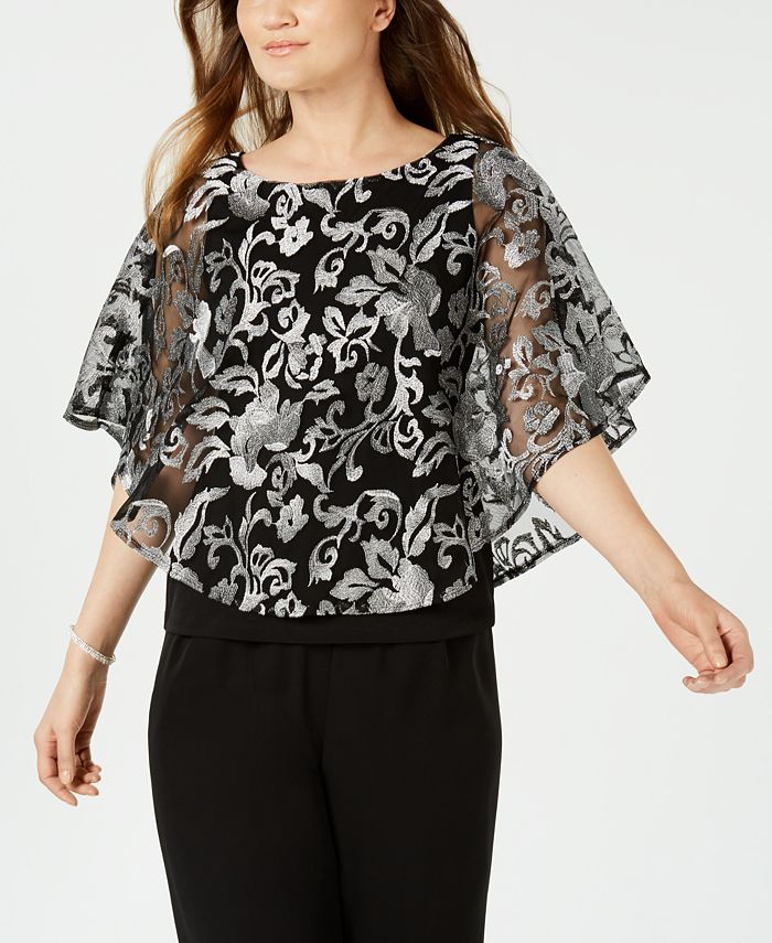 Connected Embroidered Capelet Top - Macy's