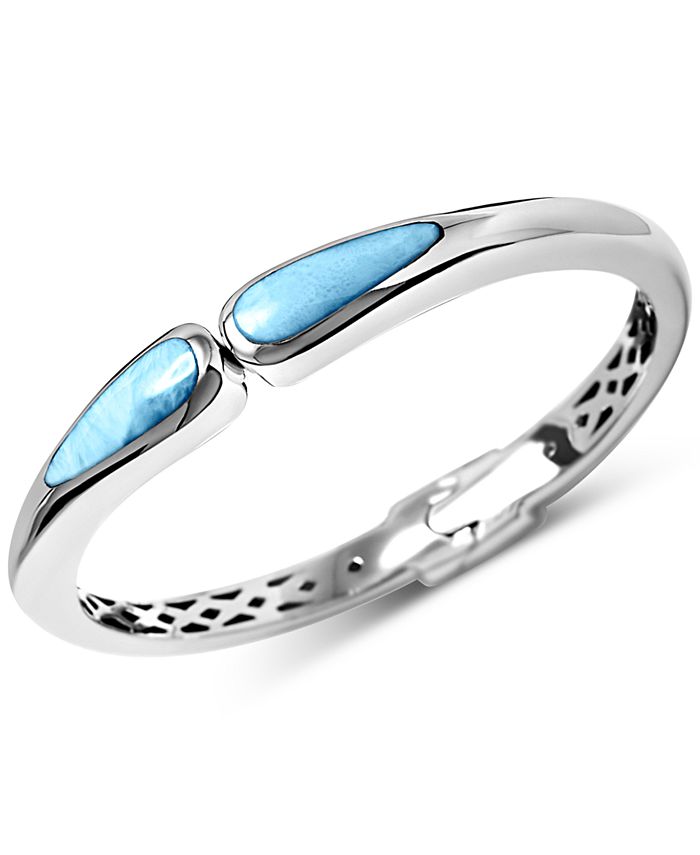 Marahlago Larimar Polished Bangle Bracelet in Sterling Silver - Macy's