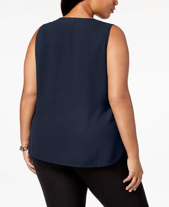 Anne Klein Plus Size Shirred Shell - Macy's