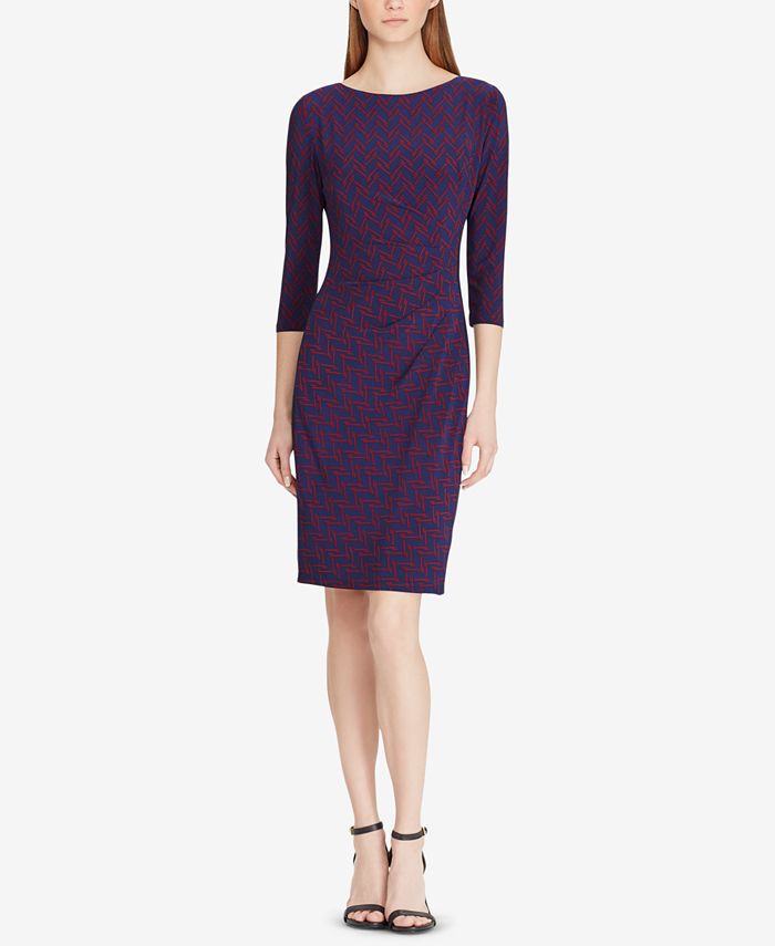 Lauren Ralph Lauren Petite Print Stretch Jersey Dress - Macy's