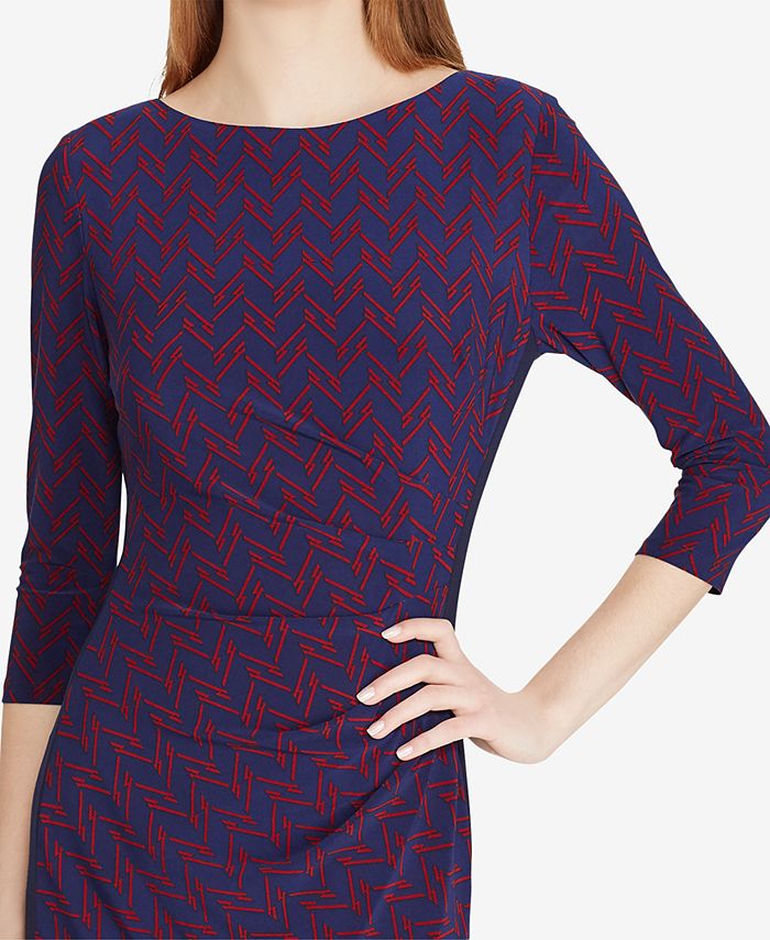 Lauren Ralph Lauren Petite Print Stretch Jersey Dress - Macy's