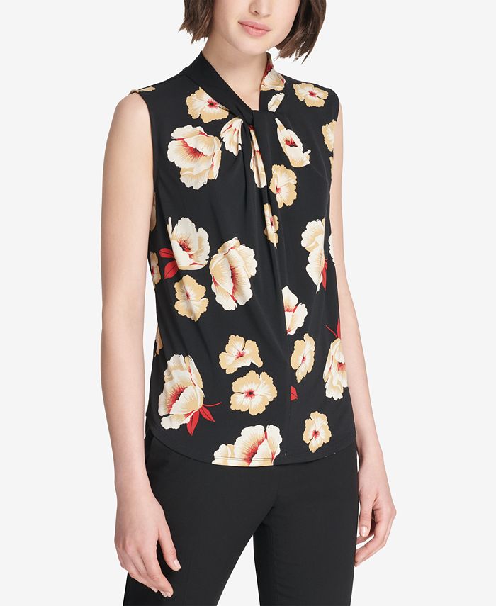 DKNY Printed Twist-Neck Shell, Created for Macy's - Macy's