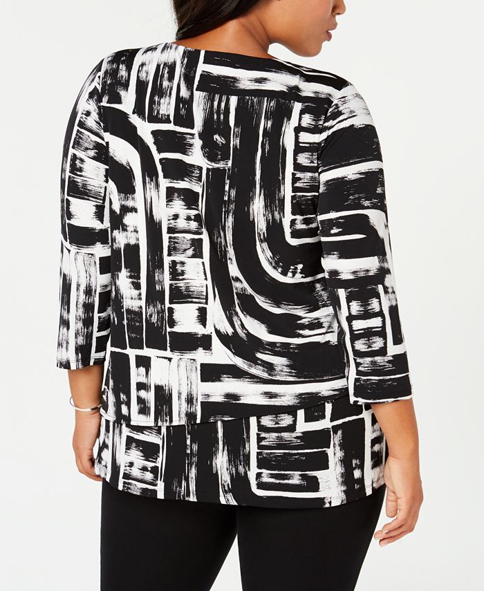 Alfani Plus Size Printed Layered Top, Created for Macy's - Macy's
