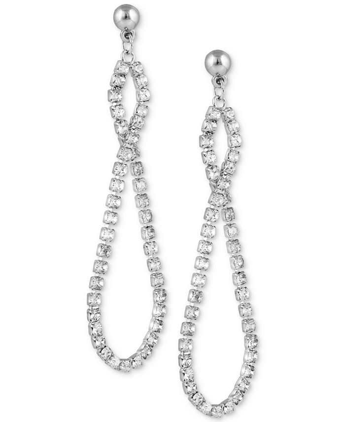 GUESS Silver-Tone Pavé Infinity Drop Earrings - Macy's