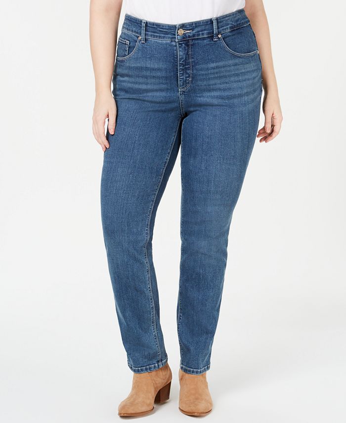 Lee Platinum Plus Size Gwen Slimming Straight-Leg Jeans - Macy's